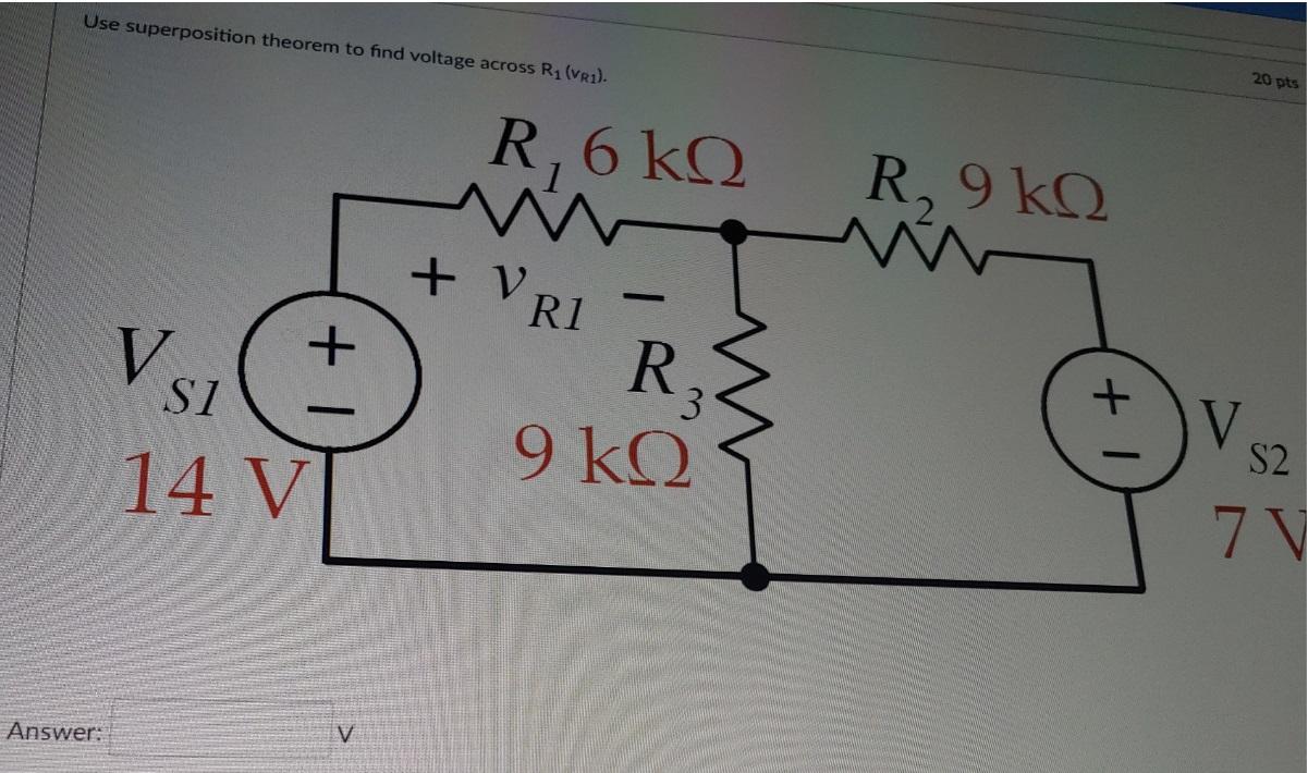 Solved Use superposition theorem to find voltage across | Chegg.com