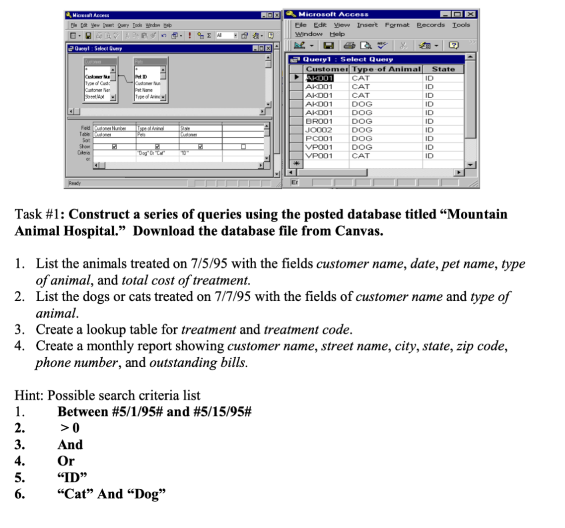 Task \#1: Construct a series of queries using the | Chegg.com