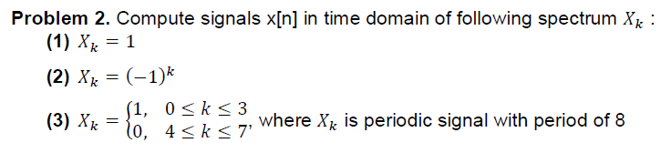 Solved Problem 2. Compute signals x[n] in time domain of | Chegg.com