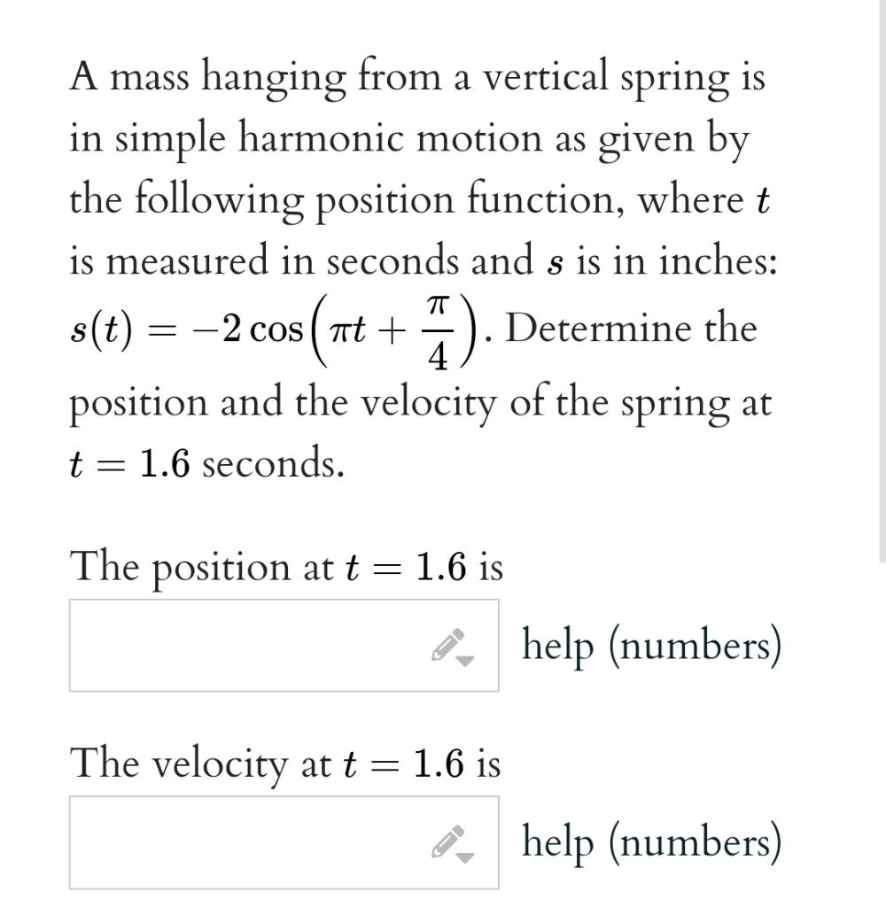 Solved A mass hanging from a vertical spring is in simple | Chegg.com