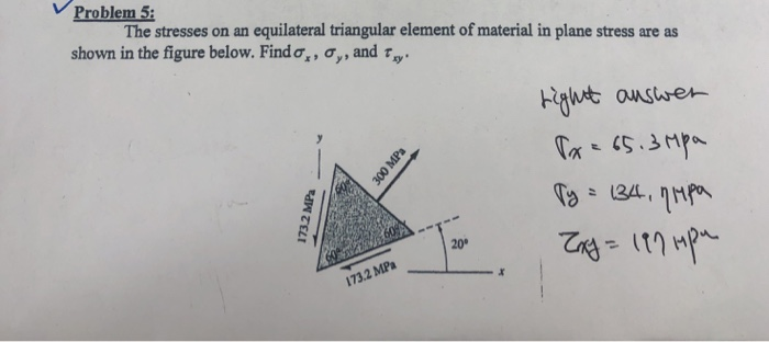 Solved The stresses on an equilateral triangular element of | Chegg.com