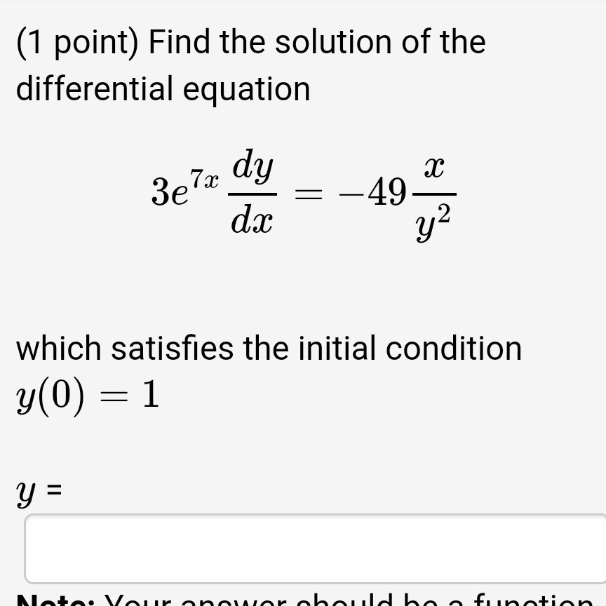 Solved (1 point) Find the solution of the differential | Chegg.com