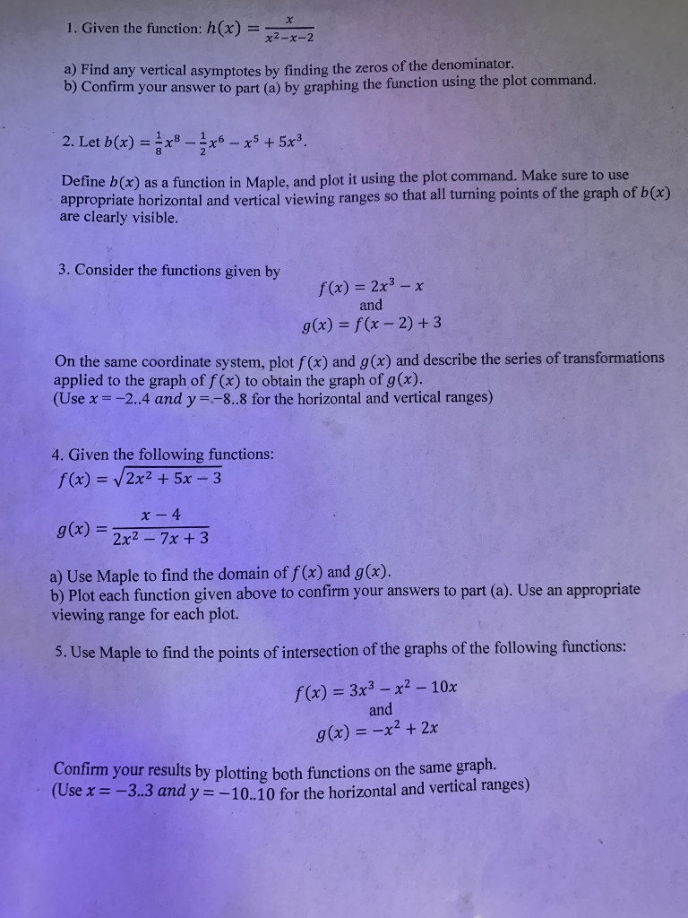 Solved 1. Given the function: h(x) = x2-x-2 a) Find any | Chegg.com