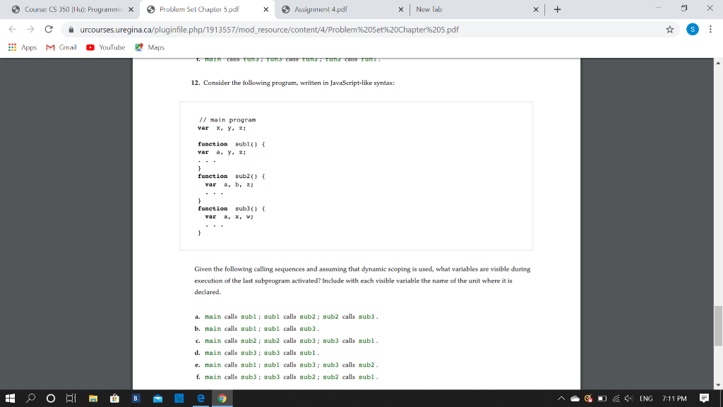 Solved 3 Course: CS 350 (Hu): Programmi X Problem Sel | Chegg.com