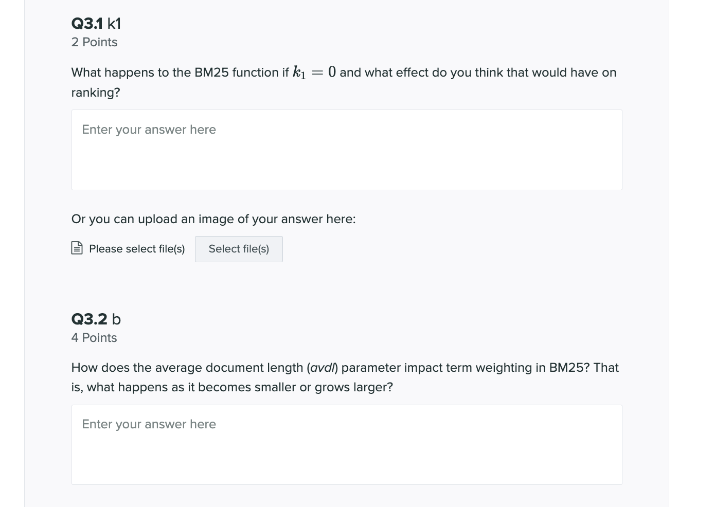 Solved What happens to the BM25 function if k1=0 and what | Chegg.com