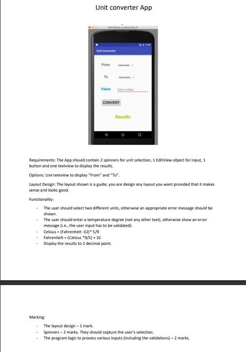 Solved Unit converter App Le ரசாய From To Value CONVERT | Chegg.com