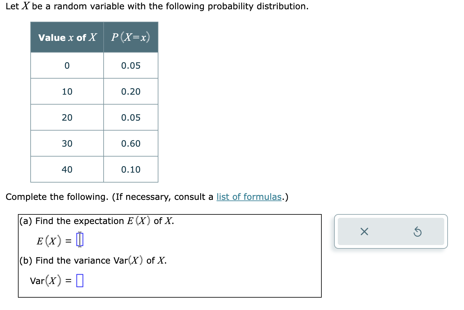 Solved Let X be a random variable with the following | Chegg.com