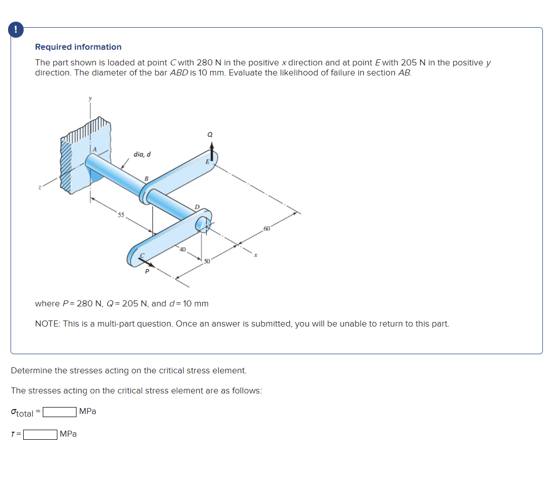 Solved Required information The part shown is loaded at | Chegg.com