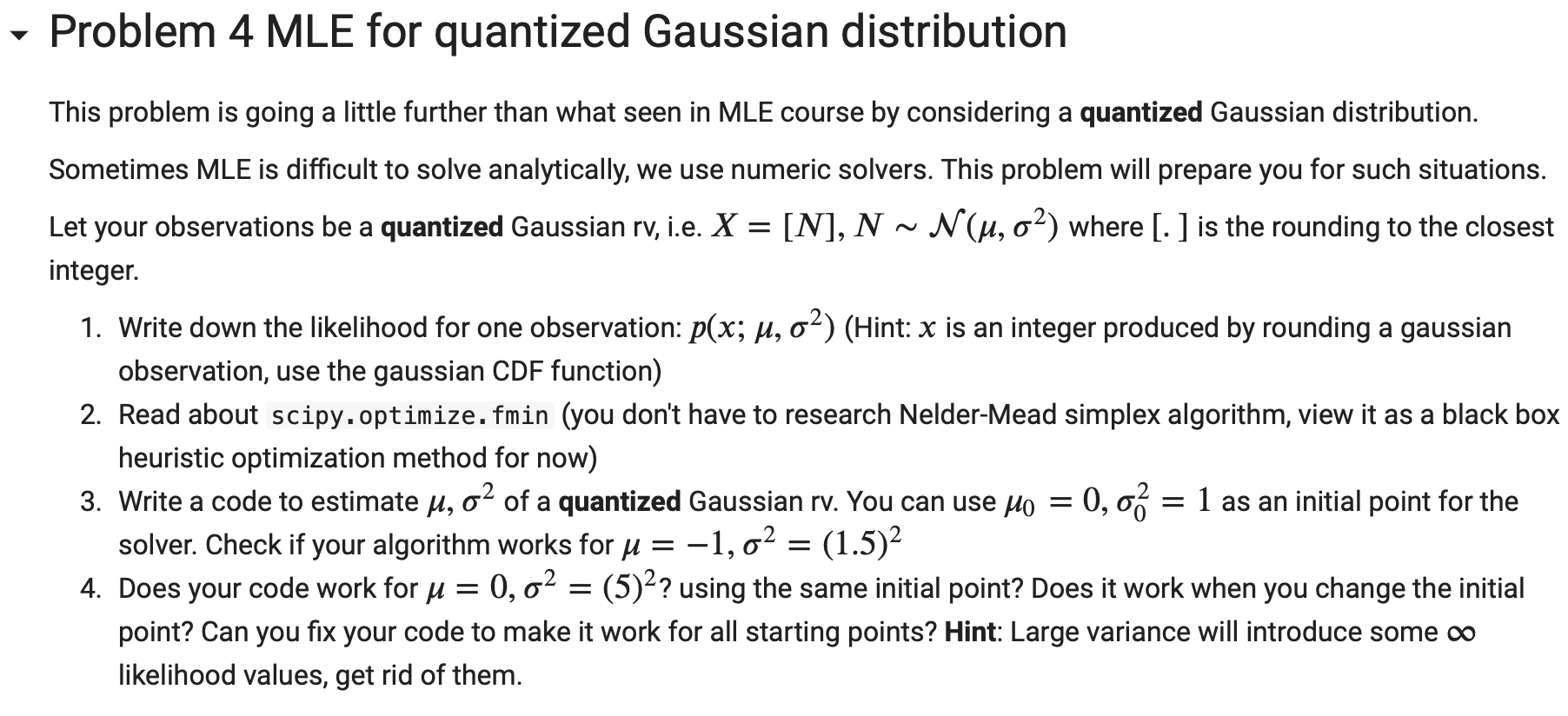 Problem 4 MLE for quantized Gaussian distribution | Chegg.com