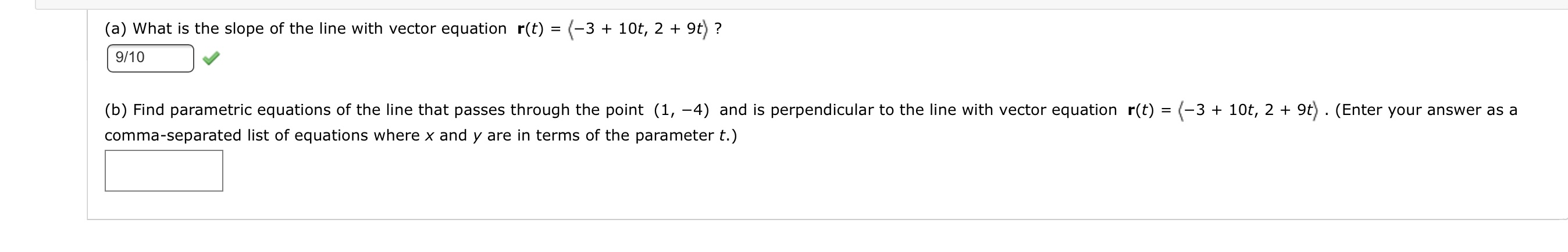 Solved (a) What is the slope of the line with vector | Chegg.com