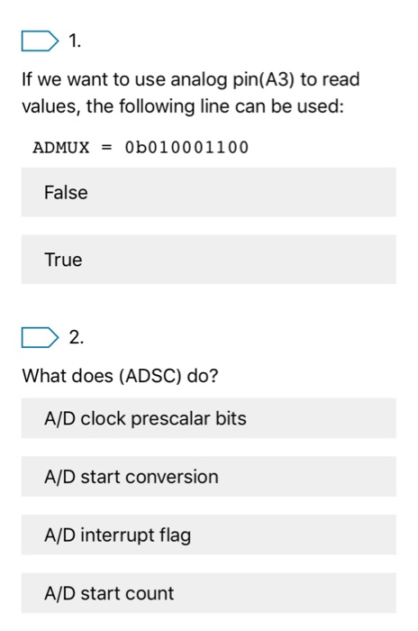 Solved If we want to use analog pin(A3) to read values, the | Chegg.com