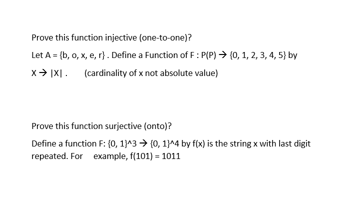 Solved Prove this function injective (one-to-one)? Let A = | Chegg.com