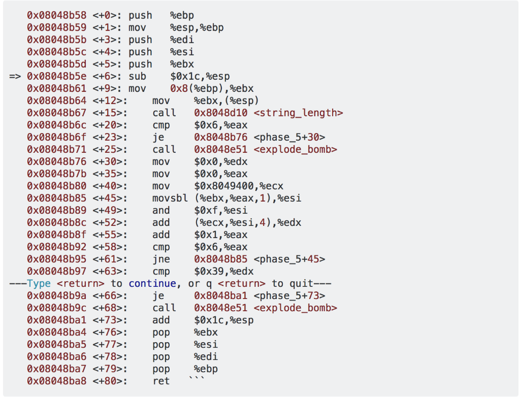 Binary Bomb phase 5. This phase requires the user to | Chegg.com