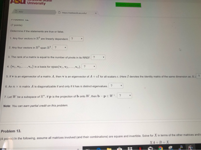 Solved University Insert Access Code ASU | Chegg.com
