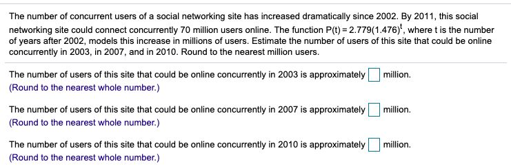 Solved The number of concurrent users of a social networking | Chegg.com