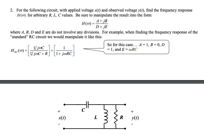 Solved 2. For the following circuit, with applied voltage | Chegg.com