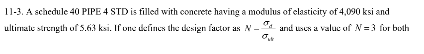 Solved 11-3. A schedule 40 PIPE 4 STD is filled with | Chegg.com