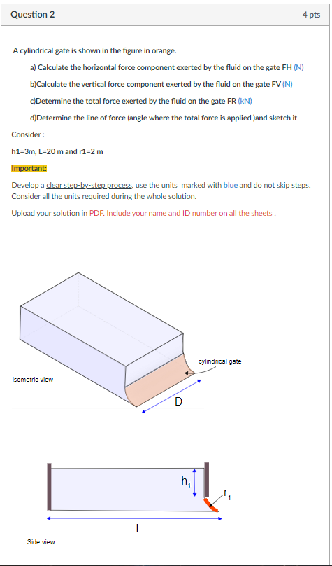 Solved Question 2 4 pts A cylindrical gate is shown in the | Chegg.com