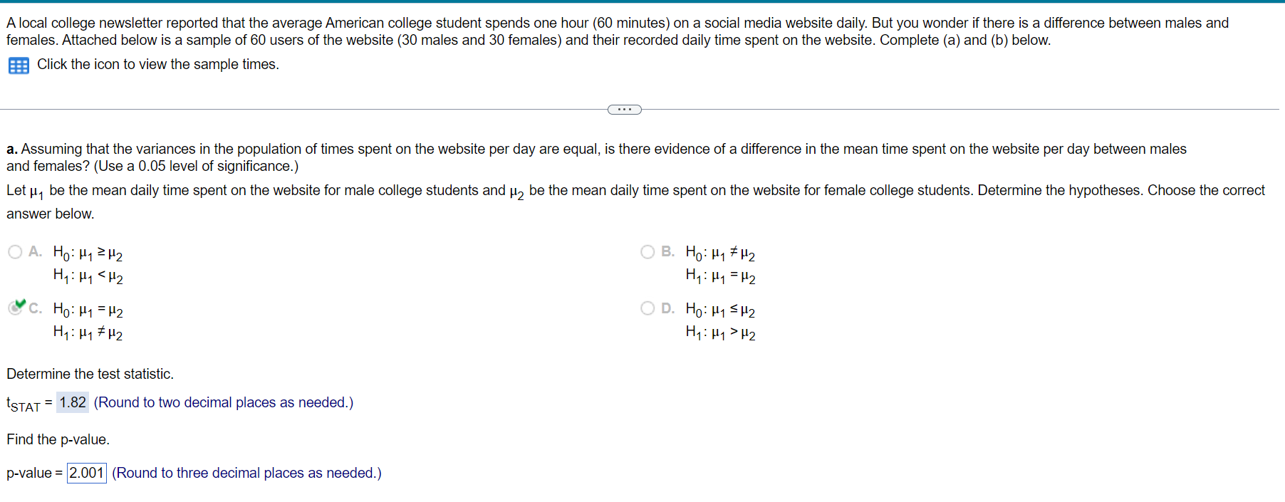 Solved A local college newsletter reported that the average | Chegg.com