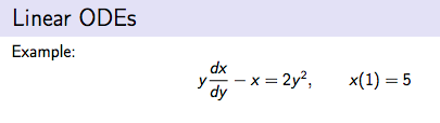 Solved Example: ydydx−x=2y2,x(1)=5 | Chegg.com