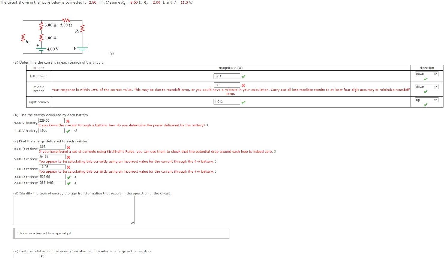 Solved (a) Determine the current in each branch of the | Chegg.com