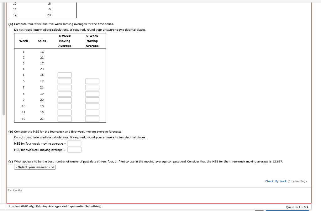 Solved ons Problem 08-07 Algo (Moving Averages and | Chegg.com