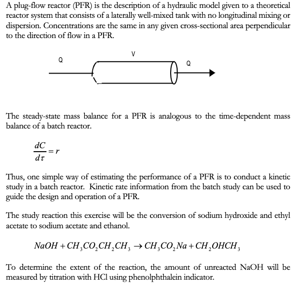 Exercise \#1 - Reaction Kinetics and Plug-Flow | Chegg.com