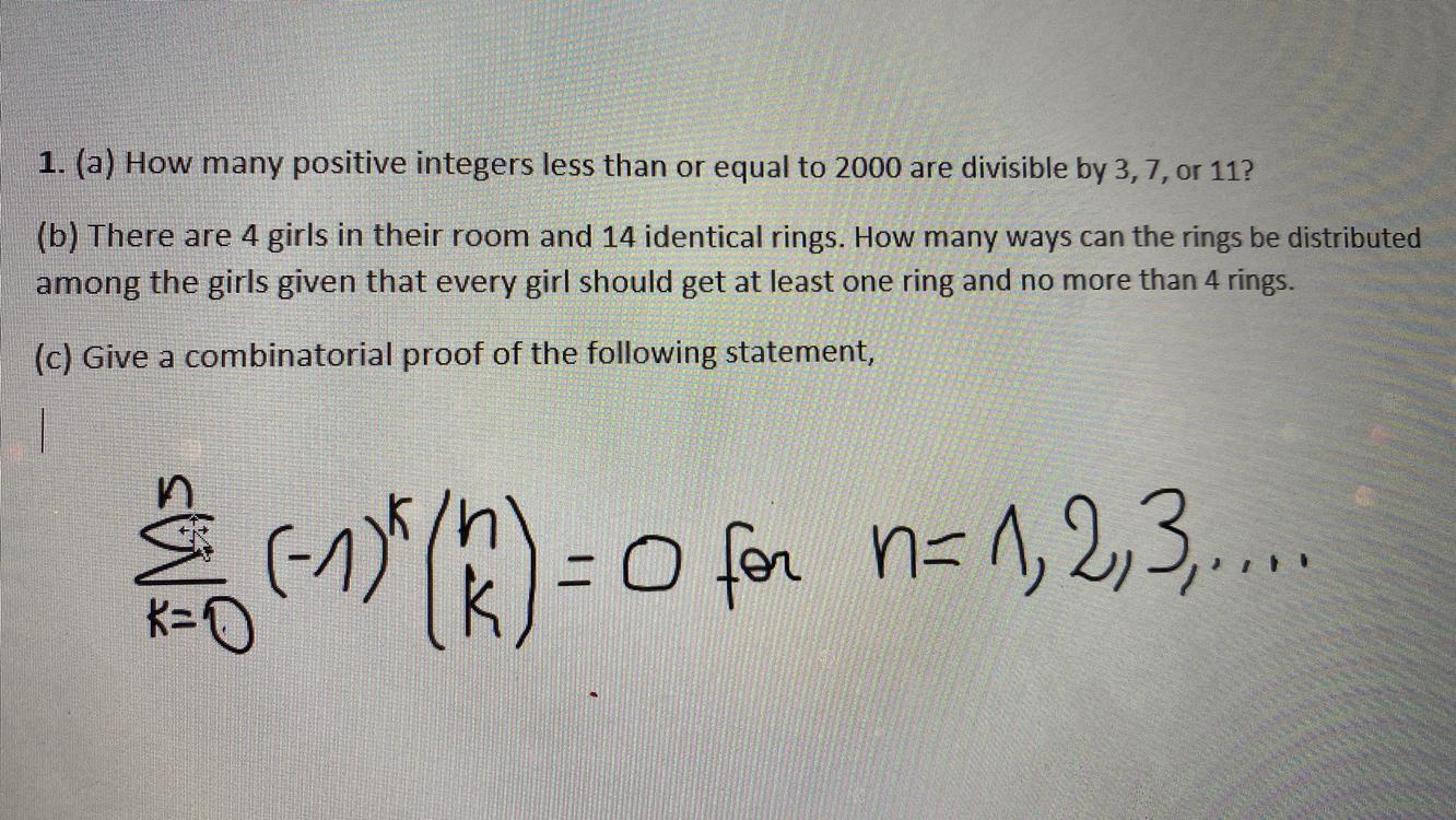 Solved 1. (a) How many positive integers less than or equal | Chegg.com