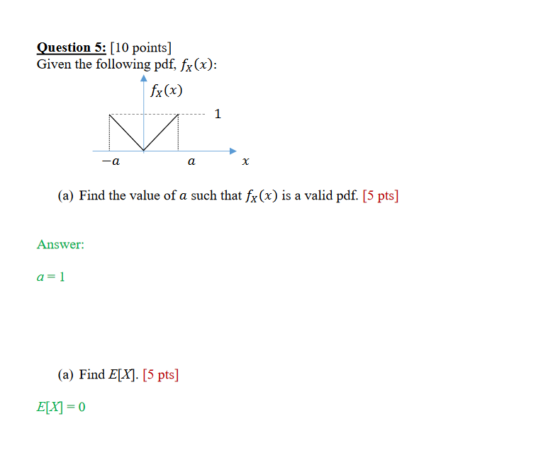 Solved Question 5: [10 points] Given the following pdf, | Chegg.com