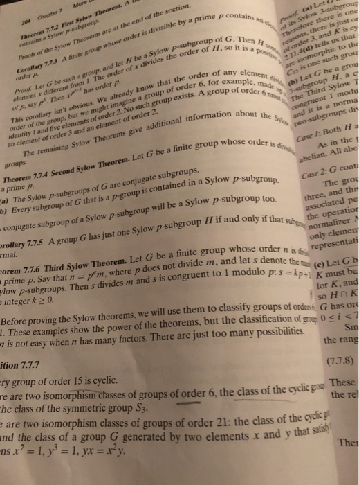 Solved section Theorew 7,72 First Sylow Theorem. A p | Chegg.com
