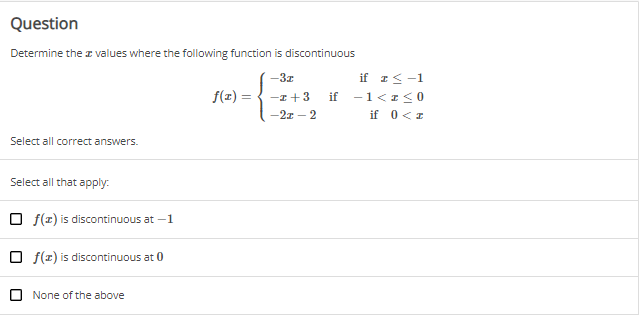 Solved Determine the x values where the following function | Chegg.com