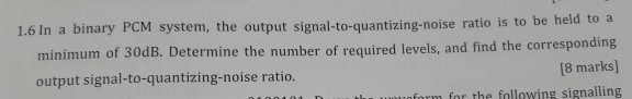 Solved 1.6 In a binary PCM system, the output | Chegg.com
