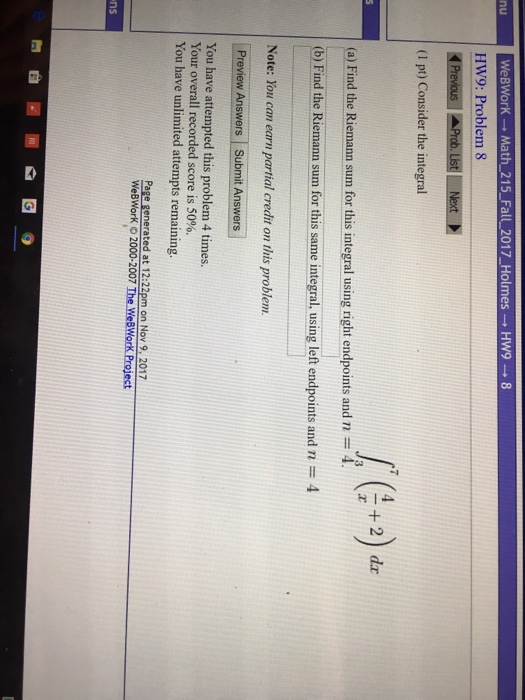 Solved WeBWorK → Math-215-Fall-2017-Holmes → Hw9 → 8 Hw9: | Chegg.com