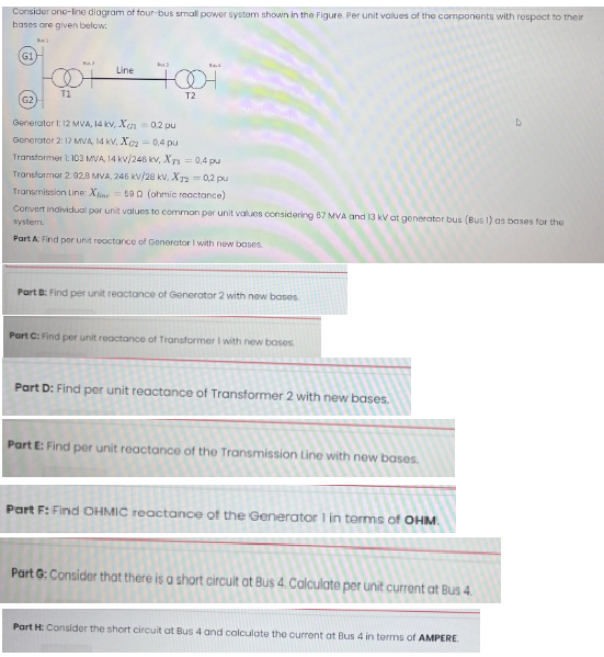Solved Consider one-line diagram of tour-bus small power | Chegg.com