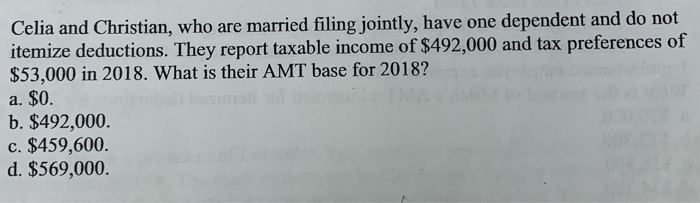 Solved Celia and Christian, who are married filing jointly, | Chegg.com