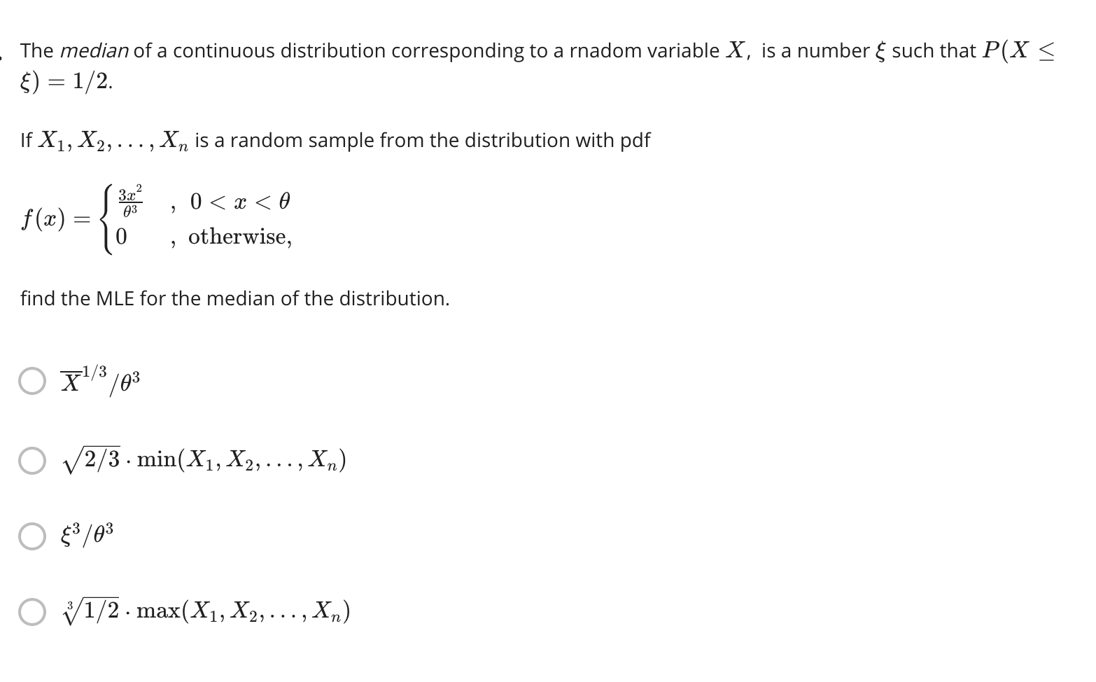 Solved The median of a continuous distribution corresponding | Chegg.com
