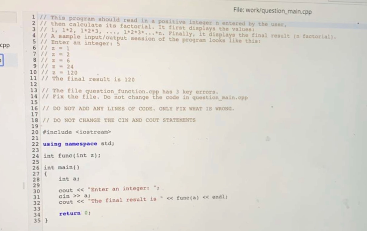 Solved cpp File: work/question_main.cpp 1 // This program | Chegg.com