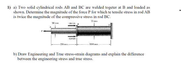 Solved 1) a) Two solid cylindrical rods AB and BC are welded | Chegg.com