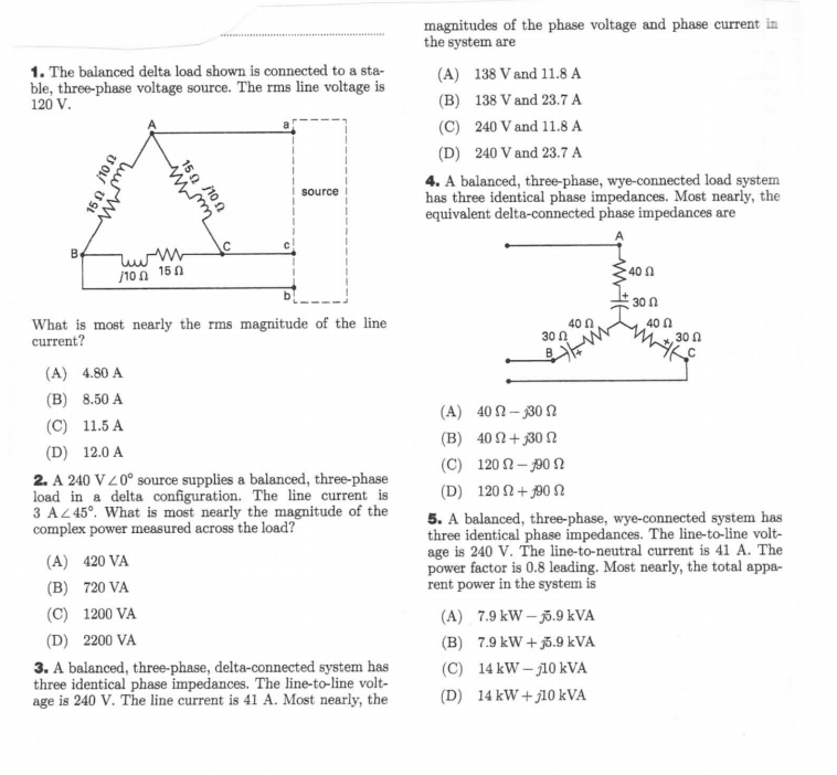 Solved 1. The balanced delta load shown is connected to a | Chegg.com