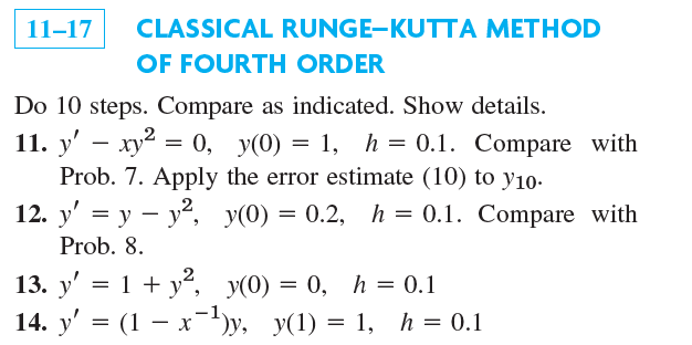 CLASSICAL RUNGE-KUTTA METHODOF FOURTH ORDERDo 10 | Chegg.com