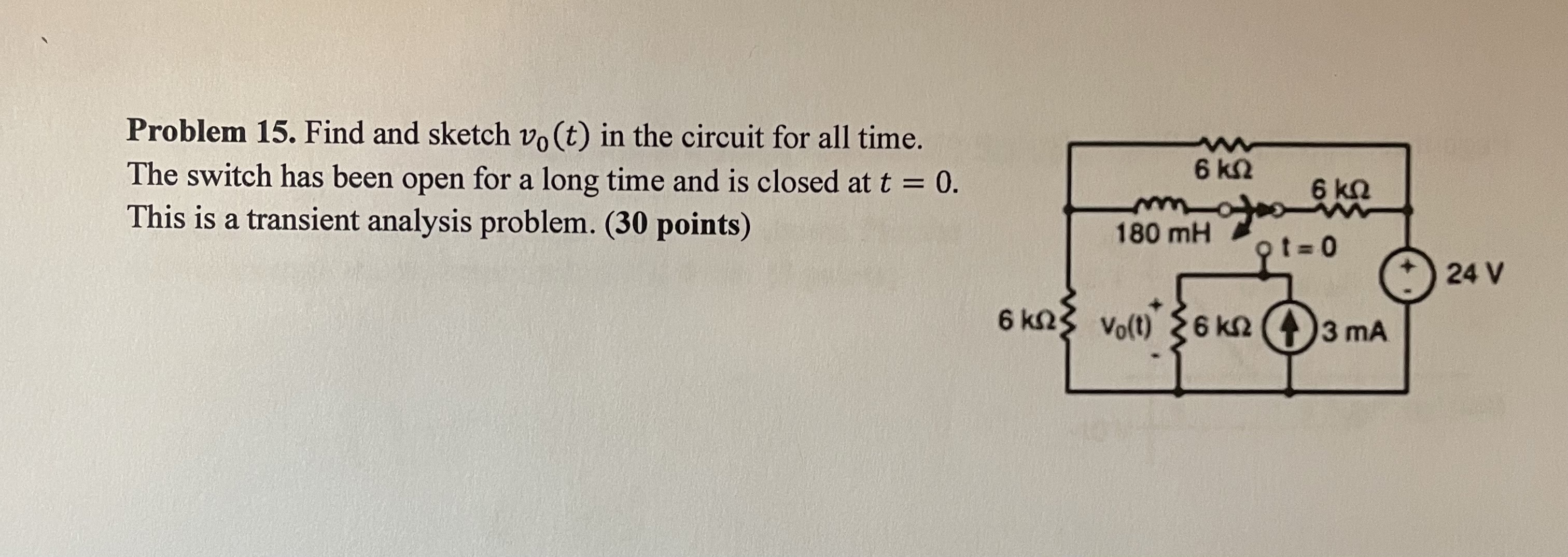 Solved Problem 15. Find and sketch v0(t) in the circuit for | Chegg.com
