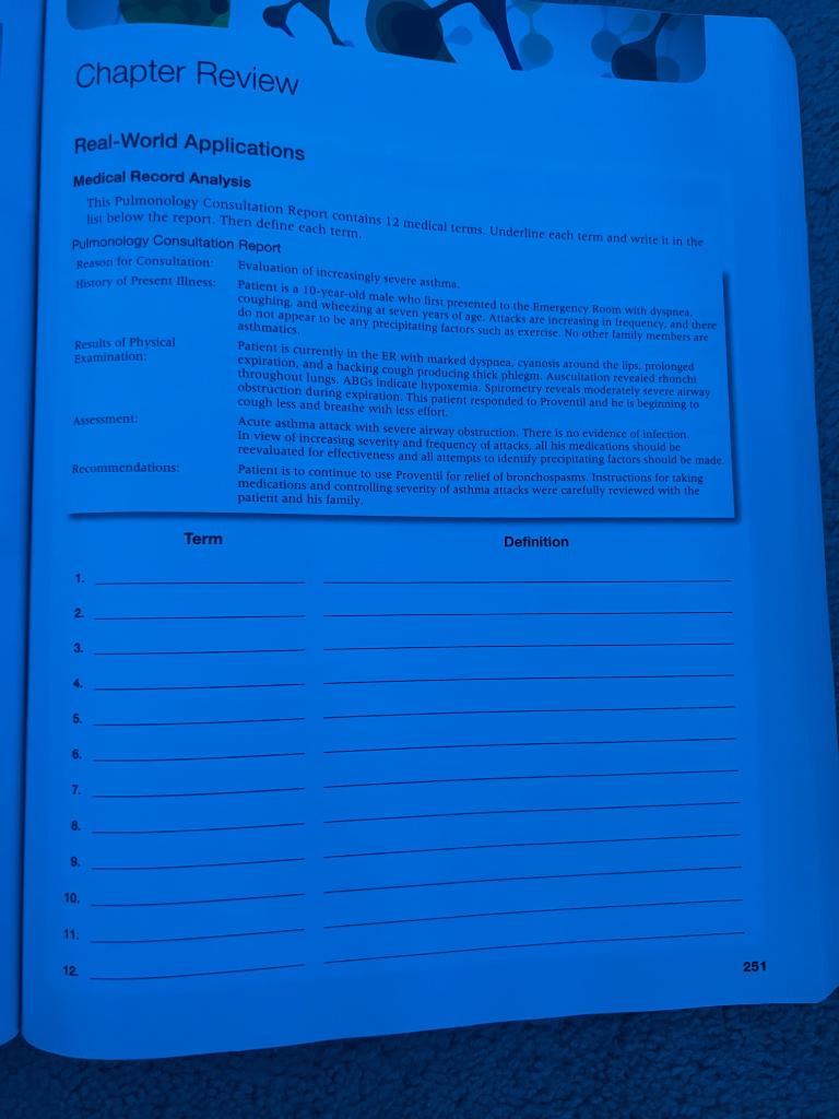 Solved Complete Real World Applications: Medical Record | Chegg.com