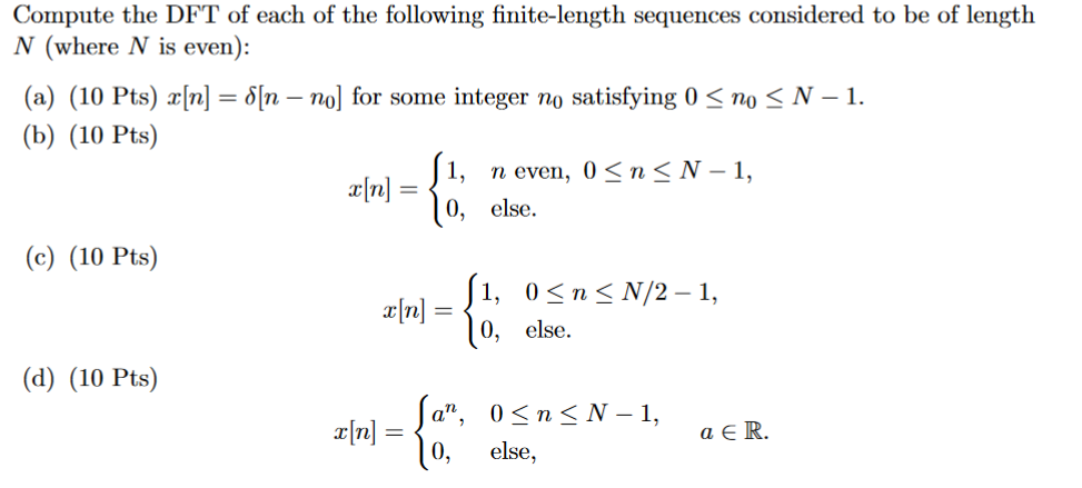 Solved Compute the DFT of each of the following | Chegg.com