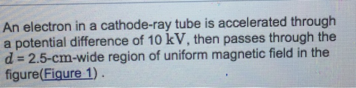 Solved An Electron In A Cathode Ray Tube Is Accelerated