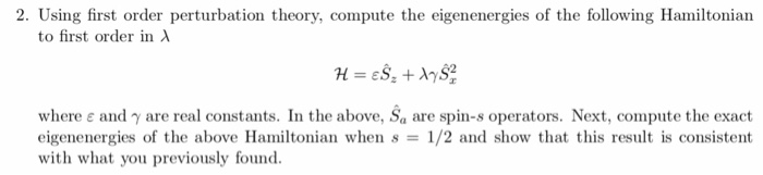 Solved 2 Using First Order Perturbation Theory Compute The
