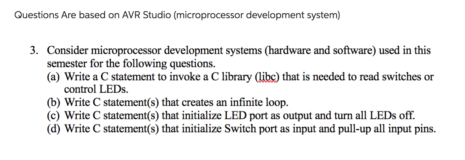 Solved Questions Are based on AVR Studio (microprocessor | Chegg.com