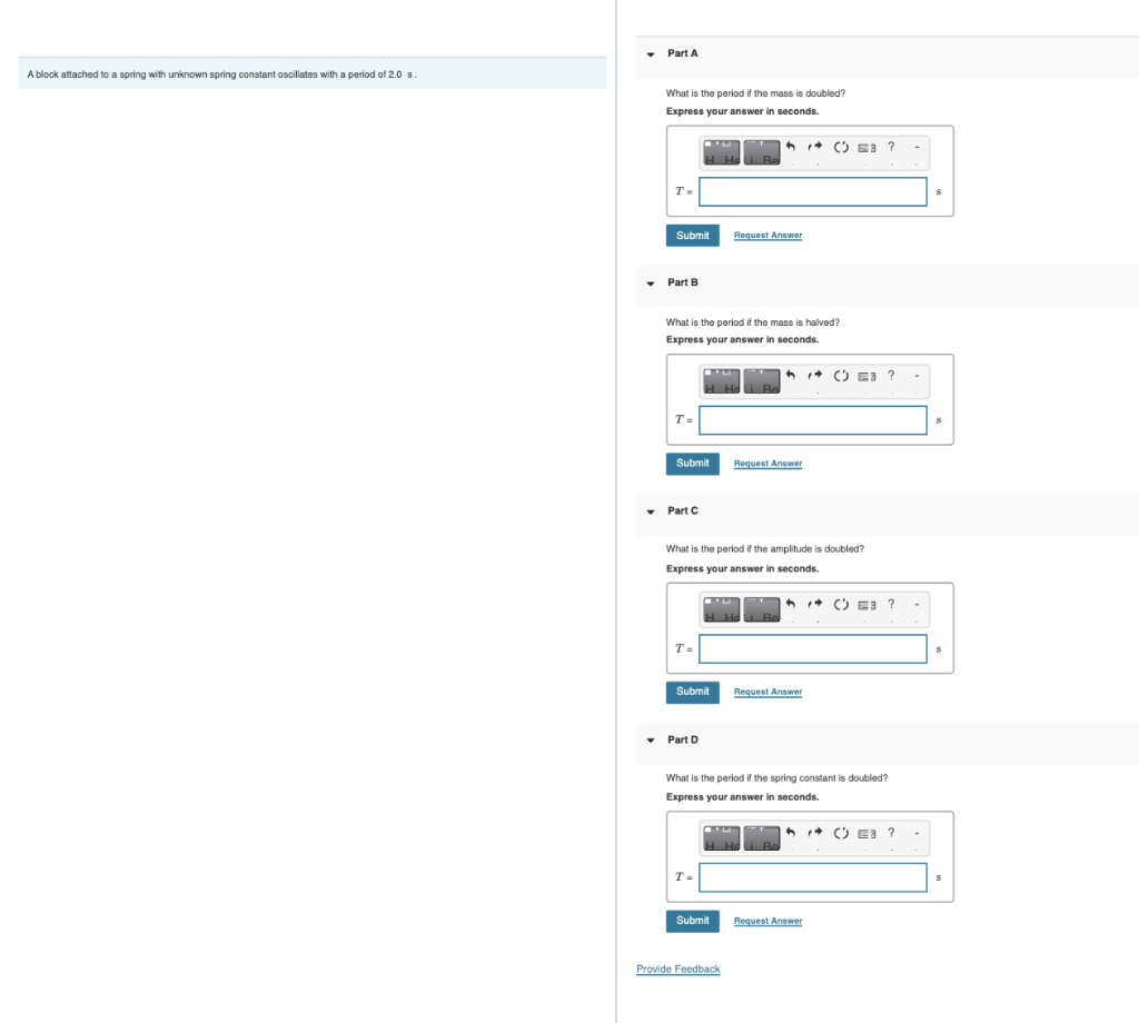 Solved A block attached to a spring with unknown spring | Chegg.com