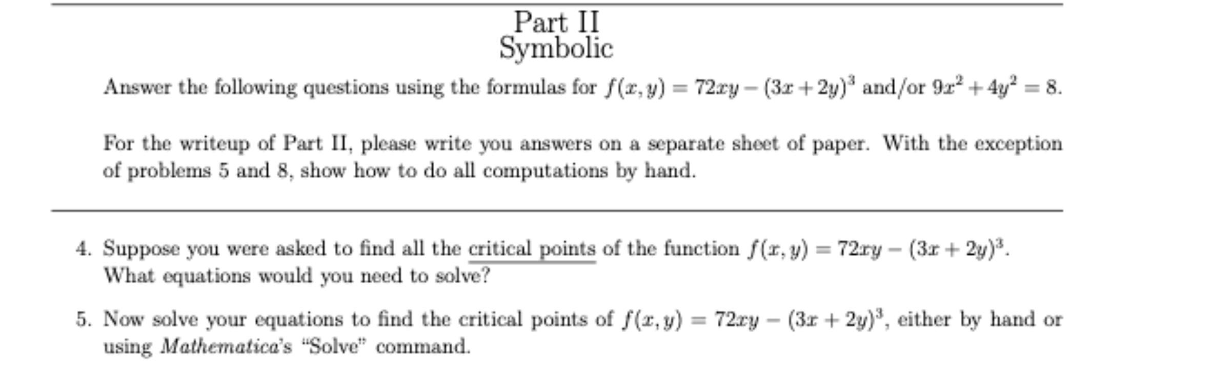 Solved Part II Symbolic Answer the following questions using | Chegg.com