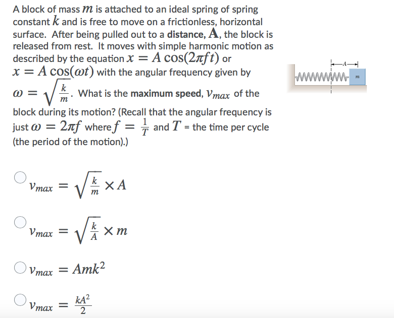 Solved A- A block of mass m is attached to an ideal spring | Chegg.com