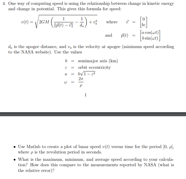 4. One way of computing speed is using the | Chegg.com